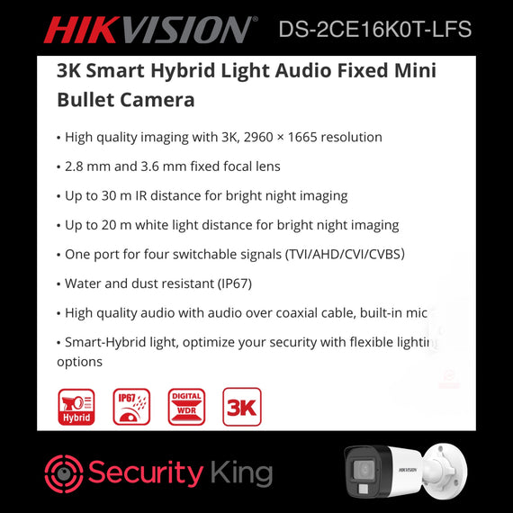 Hikvision 2MP Smart Hybrid Light ColorVu Bullet Camera with Audio ...