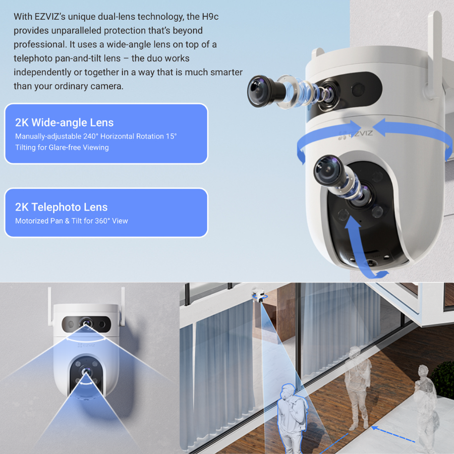 EZVIZ H9c 2K Dual-Lens Pan & Tilt Wi-Fi Camera - SecurityKing