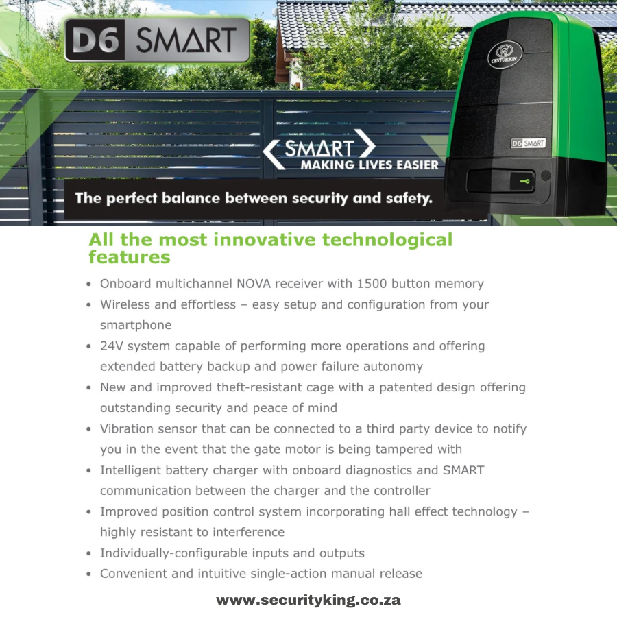 Centurion D6 Smart Gate Motor Kit + D6 Smart Anti Theft Bracket ...