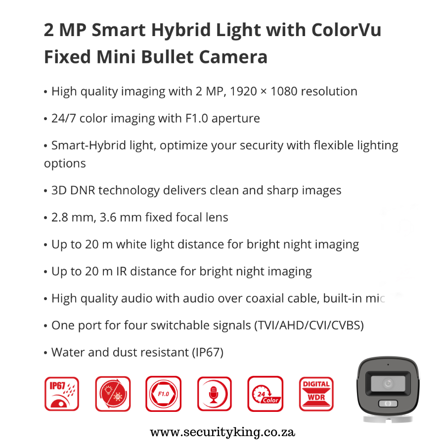 Hikvision 2MP Smart Hybrid Light ColorVu Bullet Camera with Audio ...