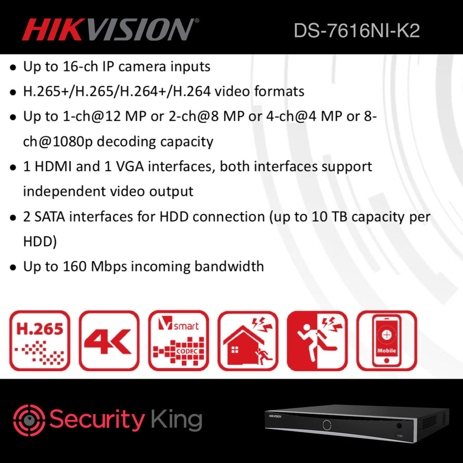 Hikvision 16 Channel 4K NVR - SecurityKing