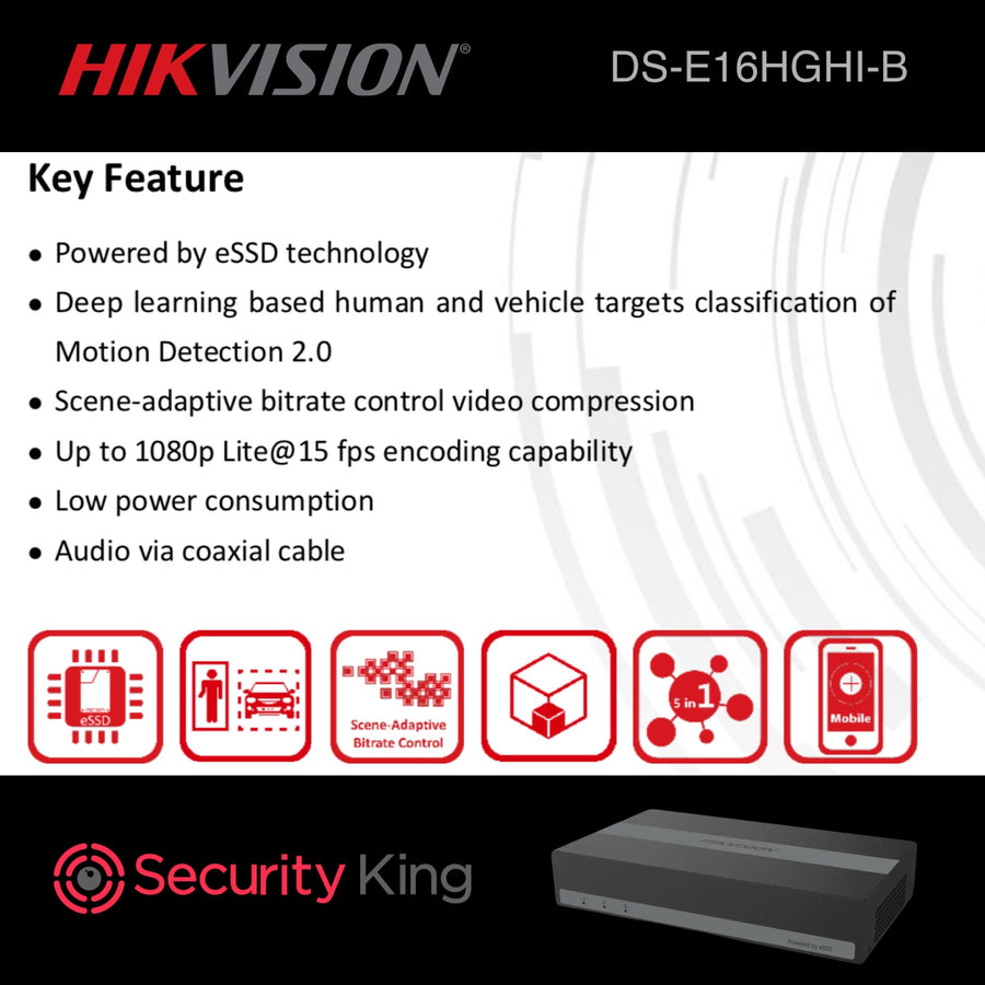 Hikvision 16 Channel 1TB Turbo HD eSSD DVR - SecurityKing
