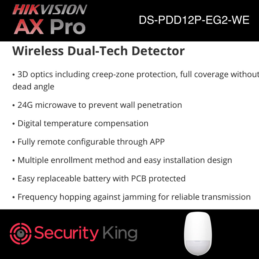 HIKVISION AX PRO Wireless Dual-Tech Detector - SecurityKing