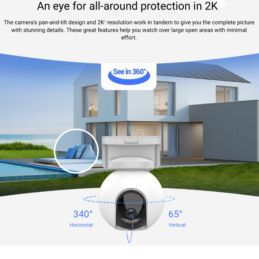 EZVIZ HB8 2K+ Wireless Battery Powered Pan & Tilt WiFi Security Camera ...