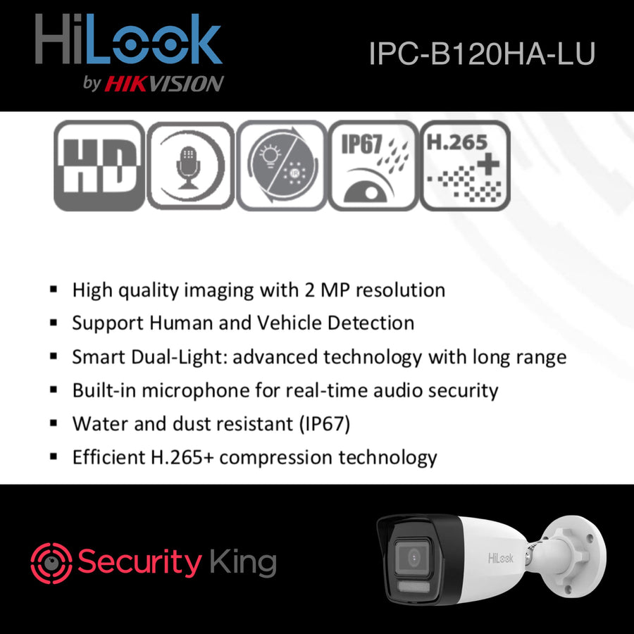 HiLook 2MP Audio Smart Hybrid IP Bullet Camera - SecurityKing