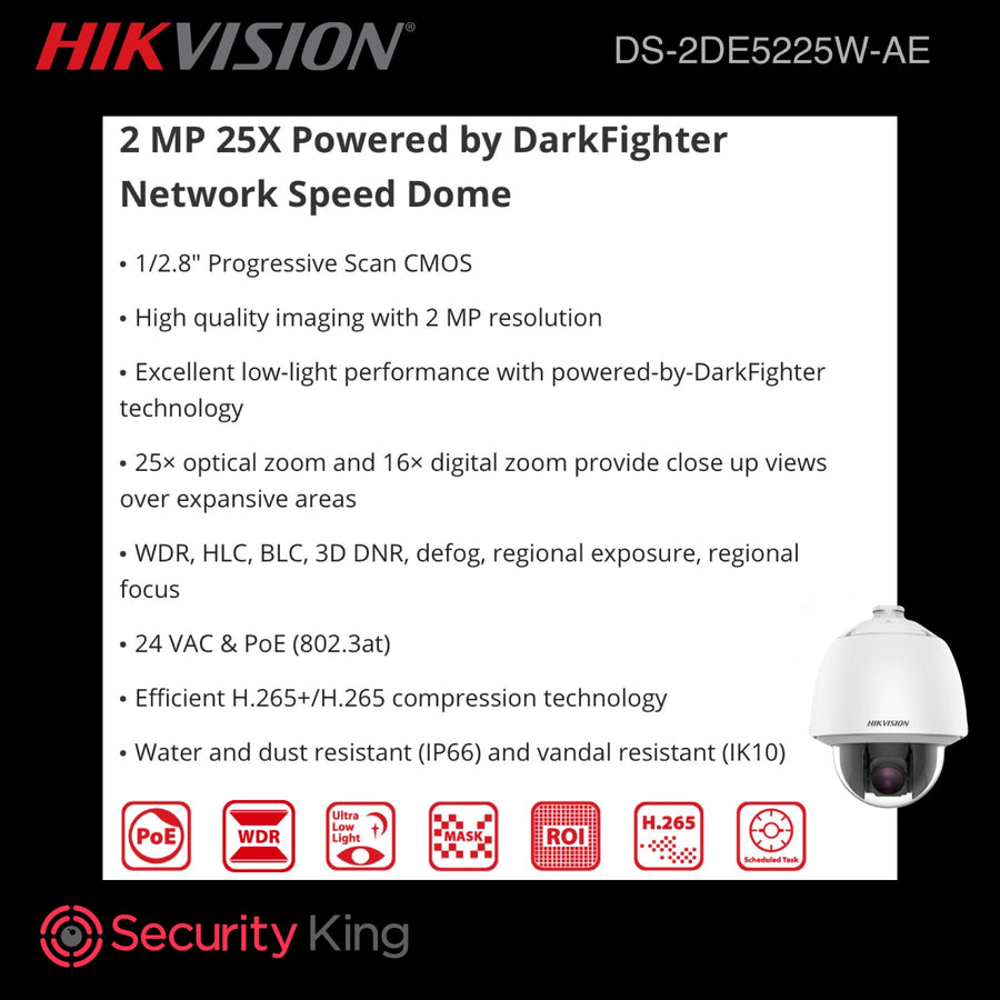 Hikvision 2MP 25X Powered by Dark-Fighter Network Speed Dome - SecurityKing