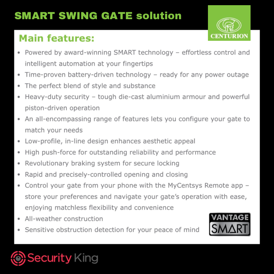Centurion Vantage Smart 500 Double Swing Gate Motor Kit - SecurityKing
