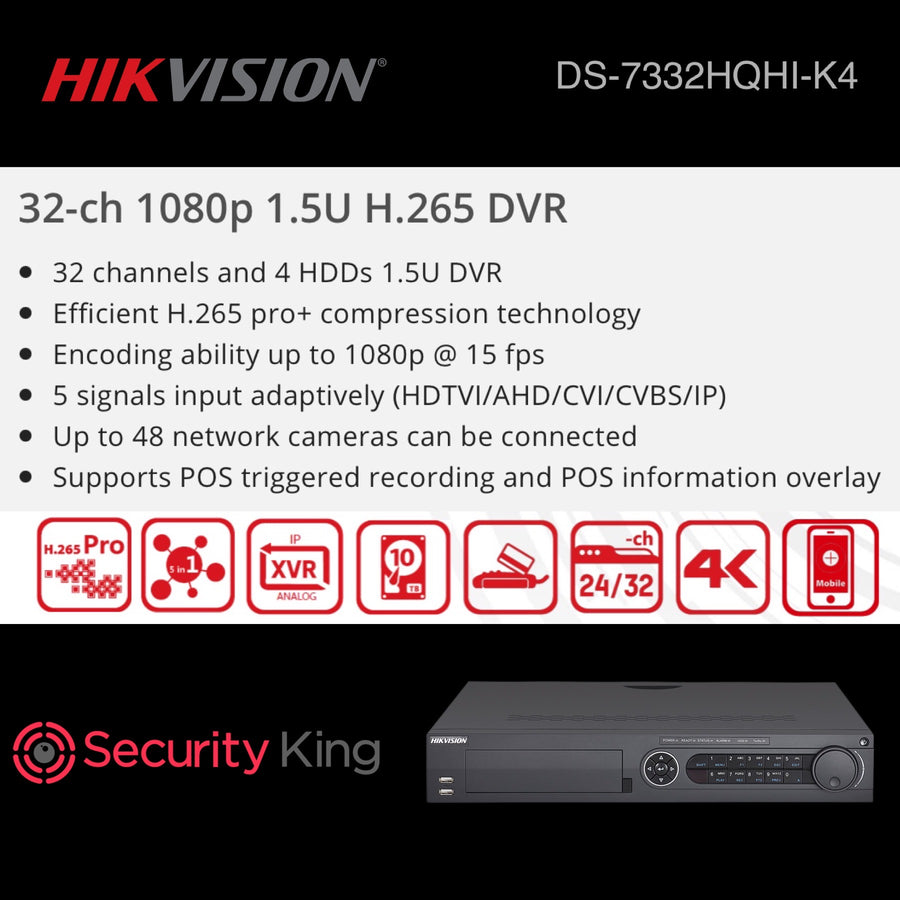 Hikvision 32Chn Turbo HD DVR H.265 - SecurityKing