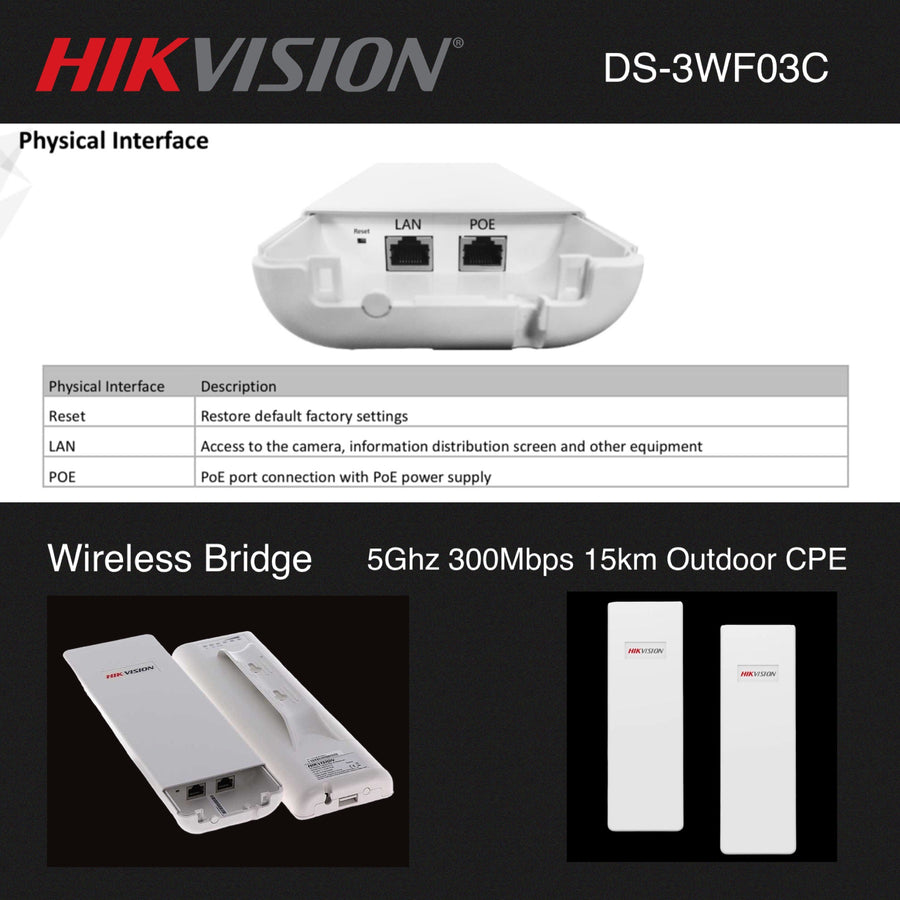 Hikvision 5Ghz 300Mbps 15km Outdoor Wireless CPE - SecurityKing
