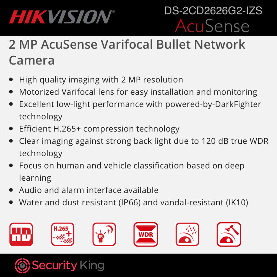 Hikvision 2MP AcuSense Motorized Varifocal Bullet Network Camera ...