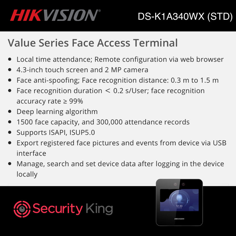 Hikvision MinMoe Facial Time & Attendance Terminal - SecurityKing