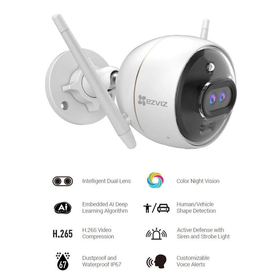 EZVIZ OutPro 2K - Outdoor Colour Night Vision WiFi Security Camera ...