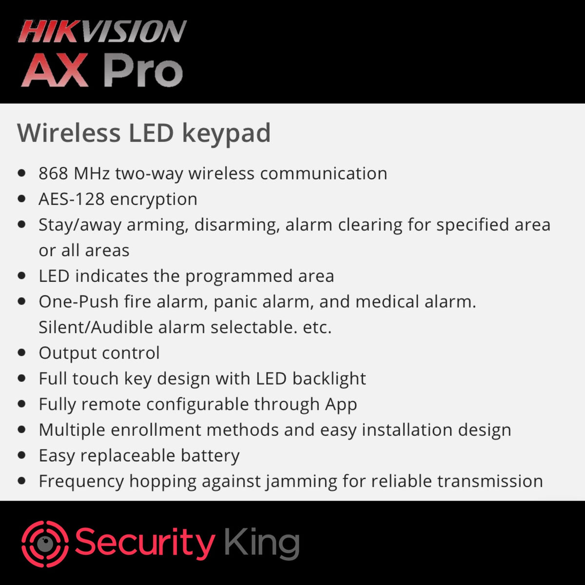 Hikvision AX PRO Wireless LED Keypad – SecurityKing
