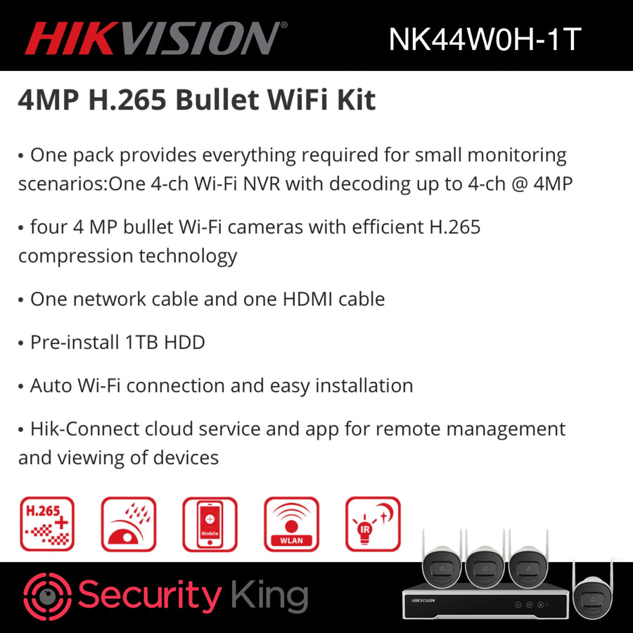 Hikvision 4MP H.265 Bullet WiFi Kit - SecurityKing