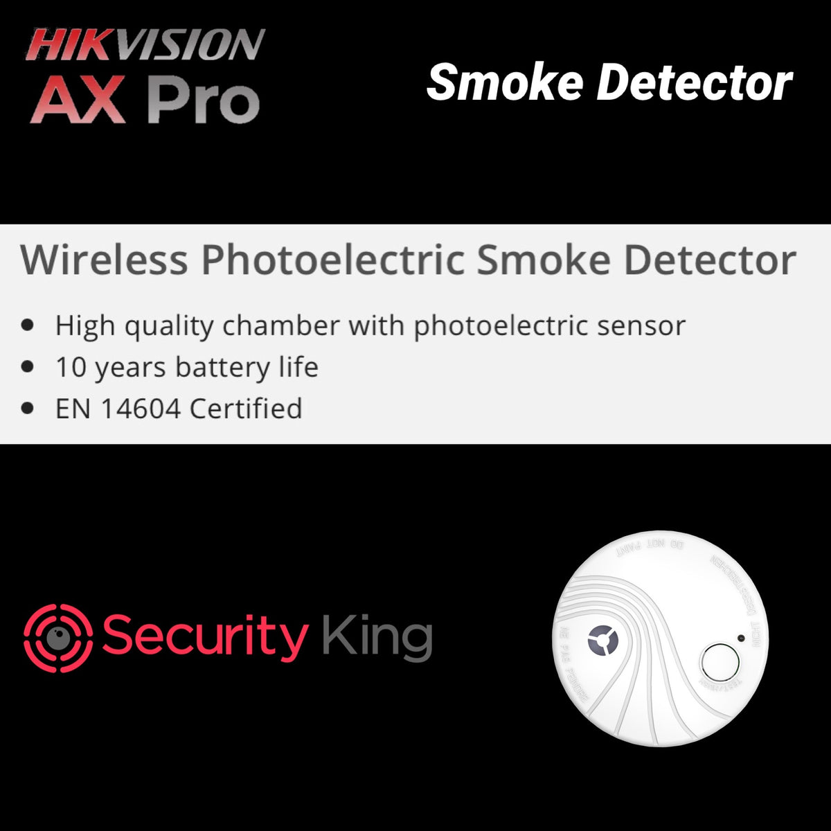 Hikvision AX PRO Wireless Photoelectric Smoke Detector – SecurityKing