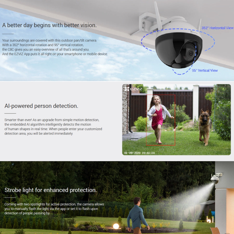 EZVIZ C8C Full HD Outdoor Pan/Tilt Security WiFi Camera - SecurityKing