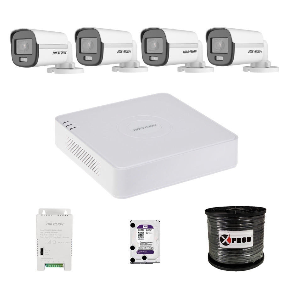 Hikvision 4 Channel 1080p ColorVu Complete Kit - Audio camera ...