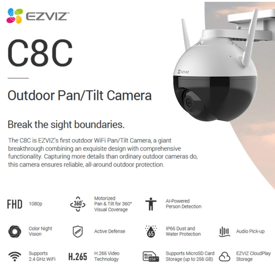EZVIZ C8C Full HD Outdoor Pan/Tilt Security WiFi Camera - SecurityKing