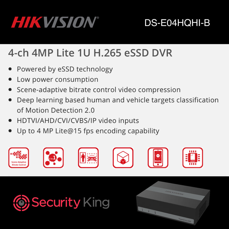 Hikvision 4 Channel 4MP TURBO HD eSSD DVR - SecurityKing